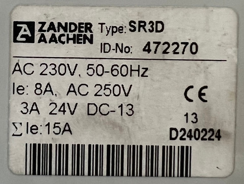 Zander Aachen Sr3d Safety Emergency Stop Relay 472270 230v 50-60hz | eBay