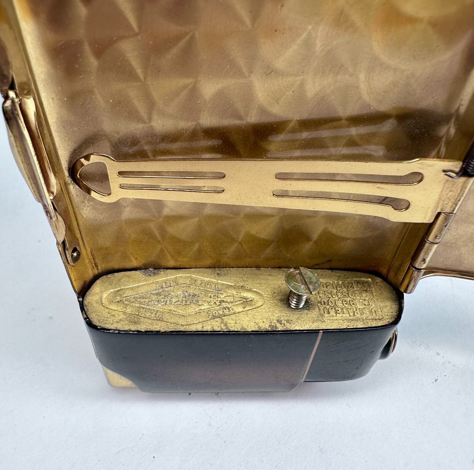Vintage Marathon Art Deco Dark Brown Enamel W/ Brass Lighter & Case ...