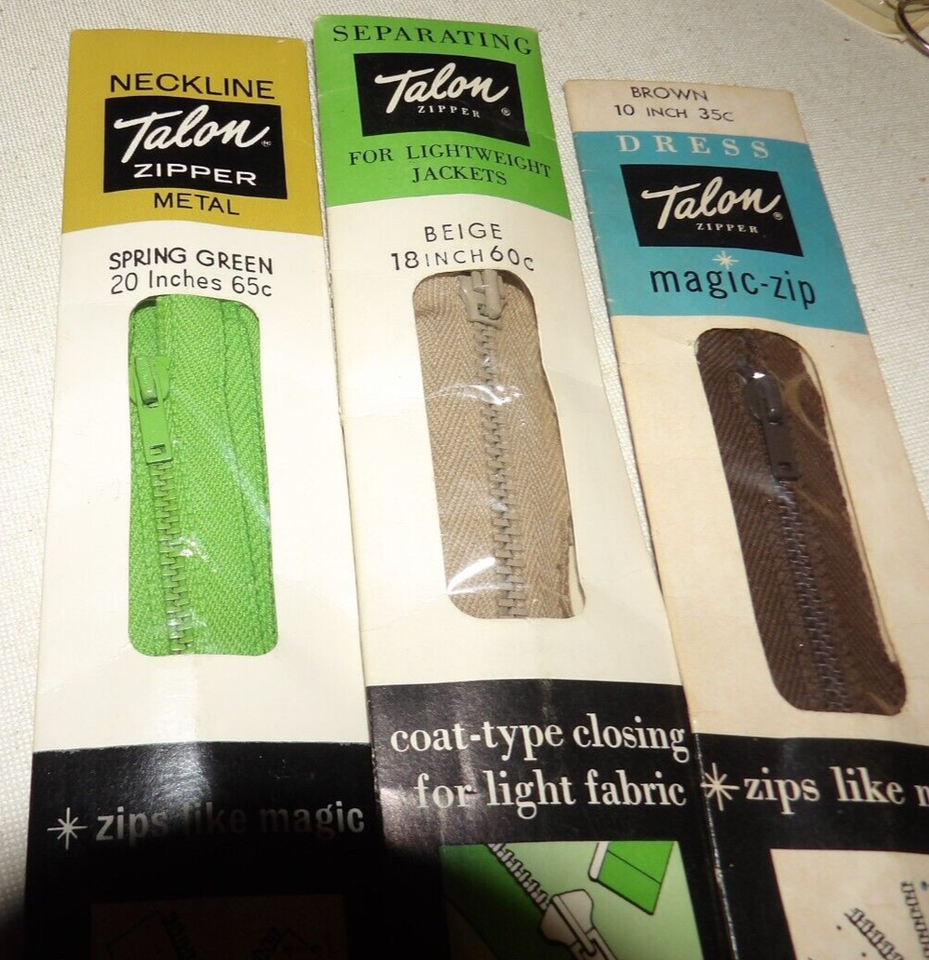 Vintage 1959 Talon Metal- zippers...unopened | eBay