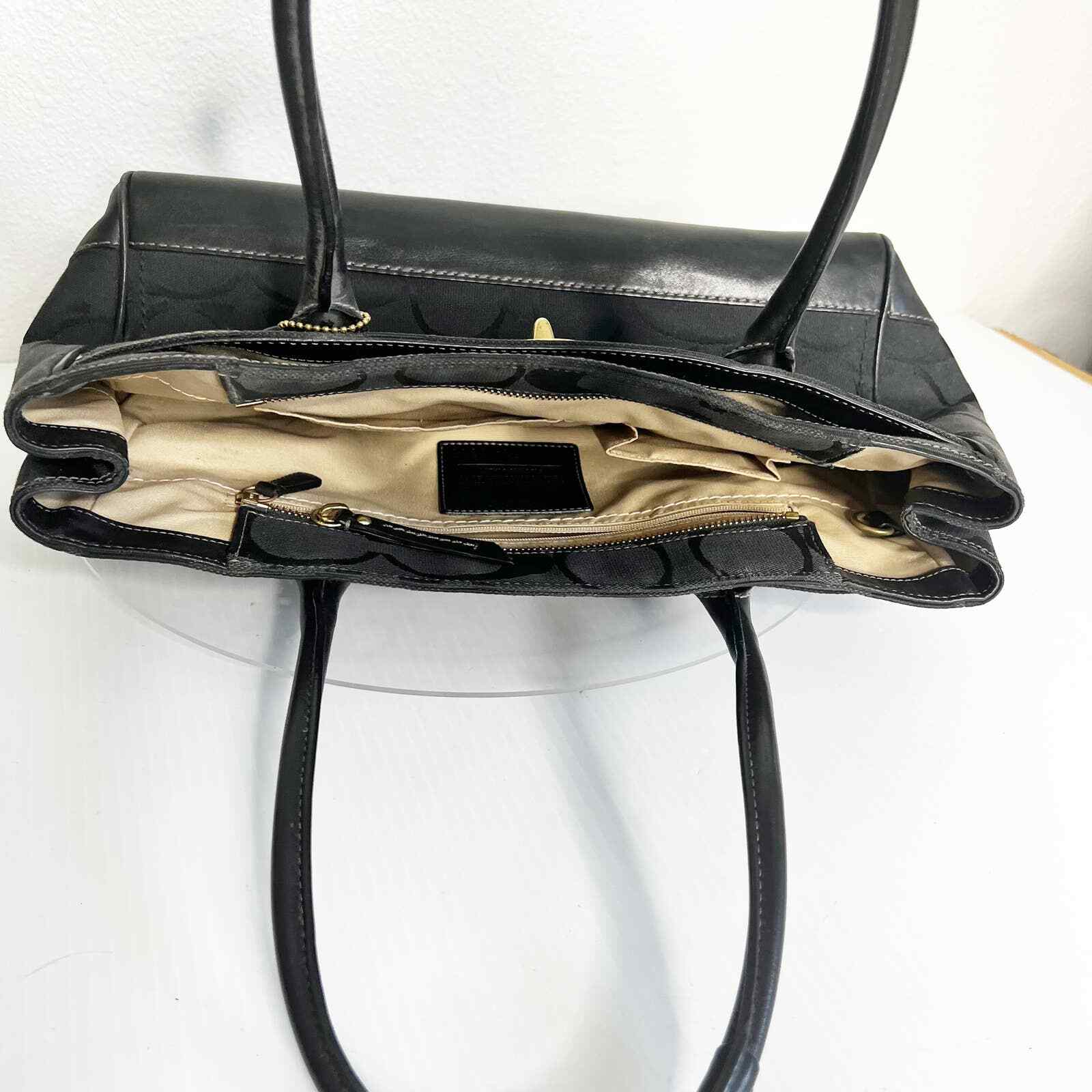 Coach Madeline Black Leather Signature Canvas Satchel… - Gem