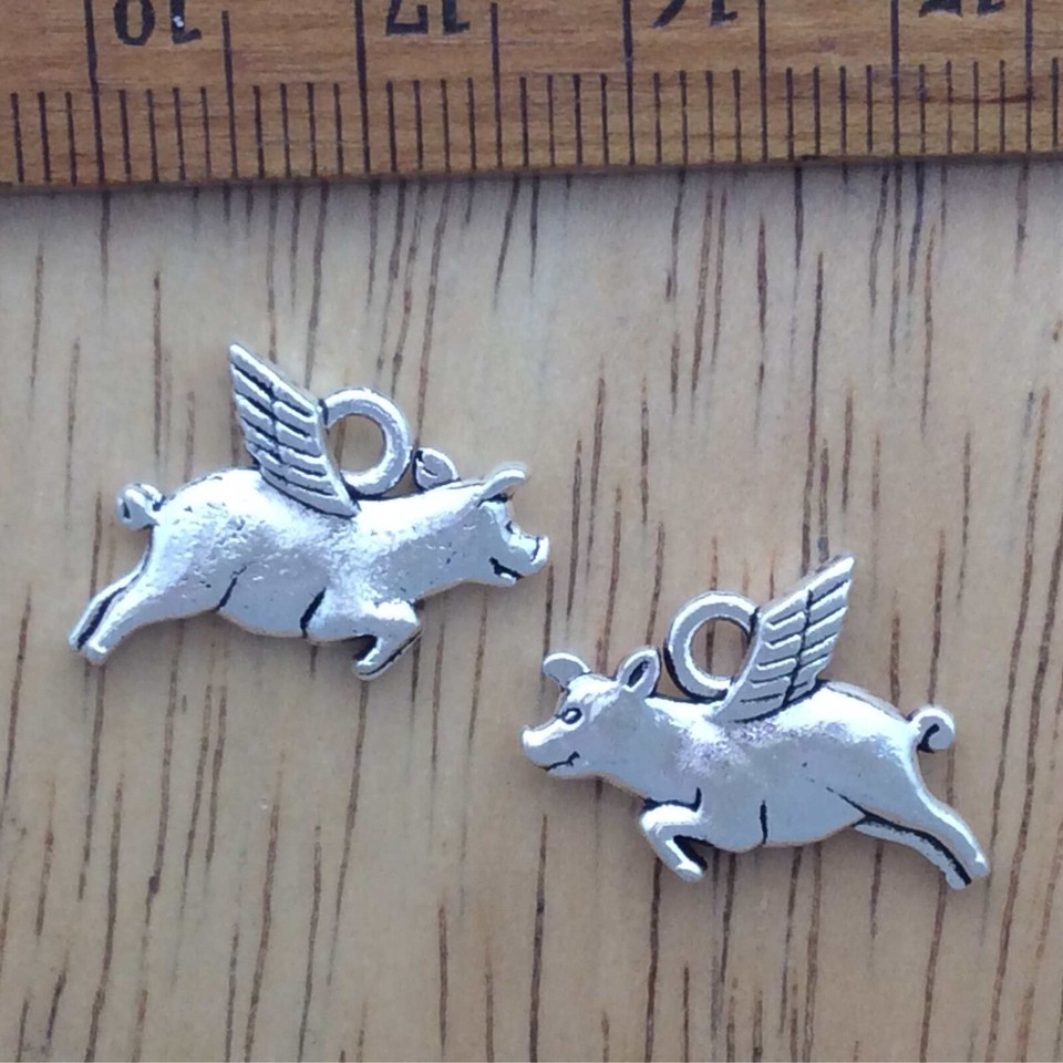 Pig Charms Flying Pig Charms Pendants Antiqued Silver When Pigs Fly 10 ...