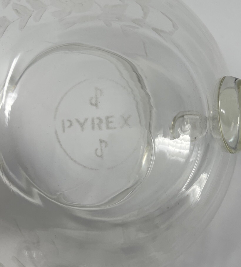 Vintage Clear Etched Glass Pyrex Tea Teapot Kettle Flower Leaves ...