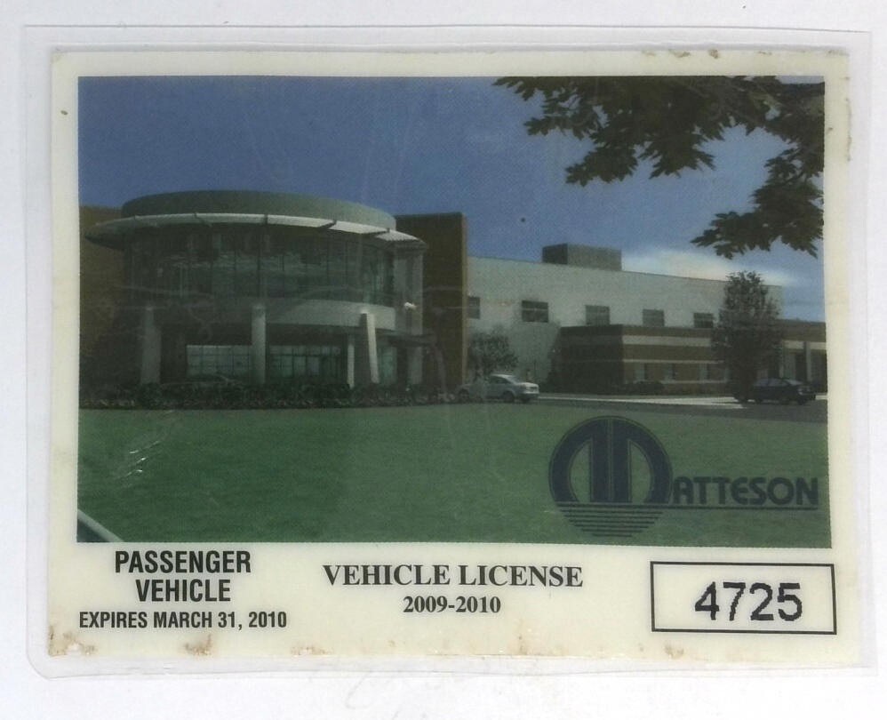 2009 Matteson Illinois Daily Vehicle Insurance Tax License Decal ...