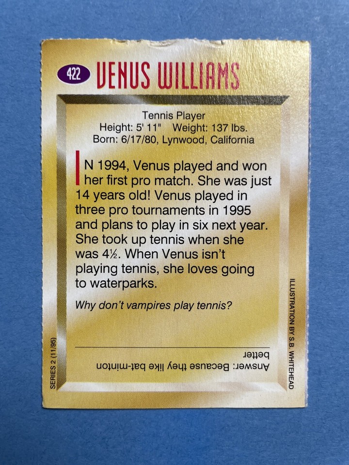 1995 SI SPORTS ILLUSTRATED FOR KIDS VENUS WILLIAMS RC ROOKIE CARD #422 ...