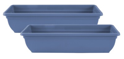 2 x 60cm Blue Trough Planter Long Plastic Plant Pot Herb Flower ...