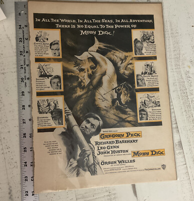 Moby Dick Gregory Peck Vintage Movie Magazine Paper Poster Advertising ...