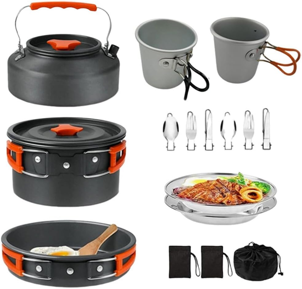 Camping Cookware Set, Camping Cookware Kit, Compact Camping Pots and ...