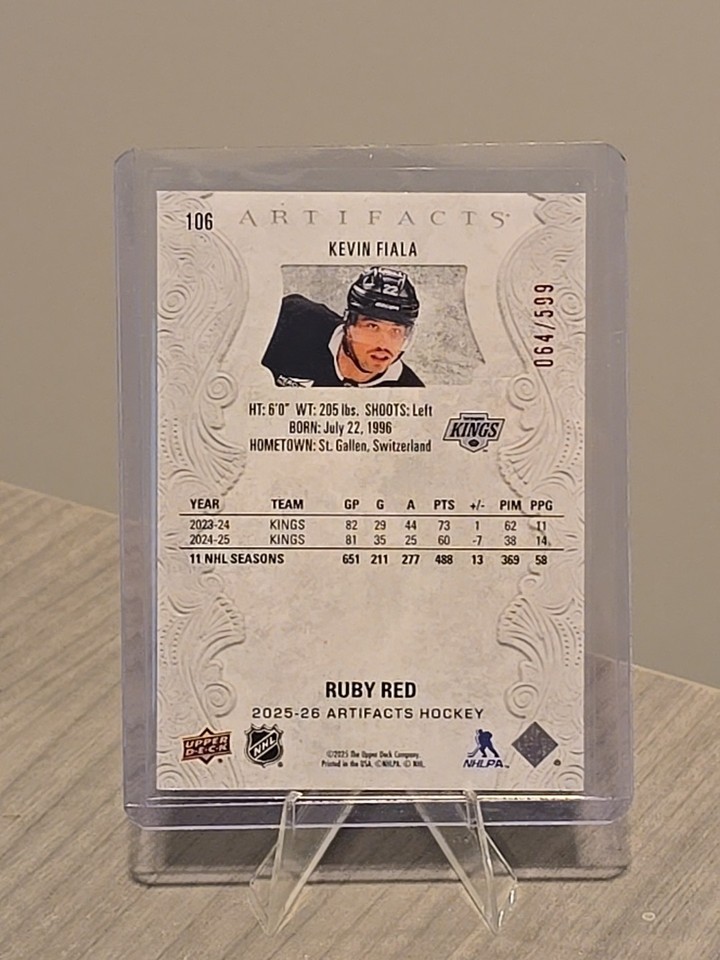 2025-26 Upper Deck Artifacts Kevin Fiala Ruby Red /599 #106 | eBay