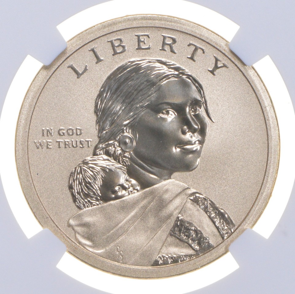 SP70 2015 W $1 Sacagawea MOHAWK IRONWORKERS Dollar NGC Enhanced Fin ...