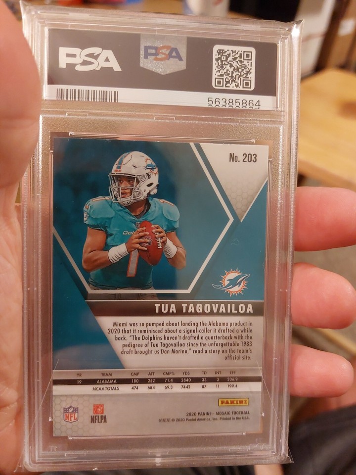 TUA TAGOVAILOA 2020 PANINI MOSAIC #203 RC ROOKIE PSA 10 MIAMI DOLPHINS ...