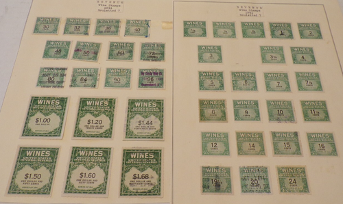 US Revenue Collection- Wine stamps on 8 vintage album pages (H216) | eBay