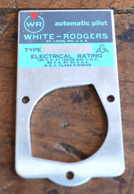 Vintage White Rodgers Automatic Pilot Blank Metal Nameplate Tag Emblem ...