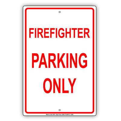 Firefighter Parking Only Rescue Fire Dept Station Fireman Aluminum ...