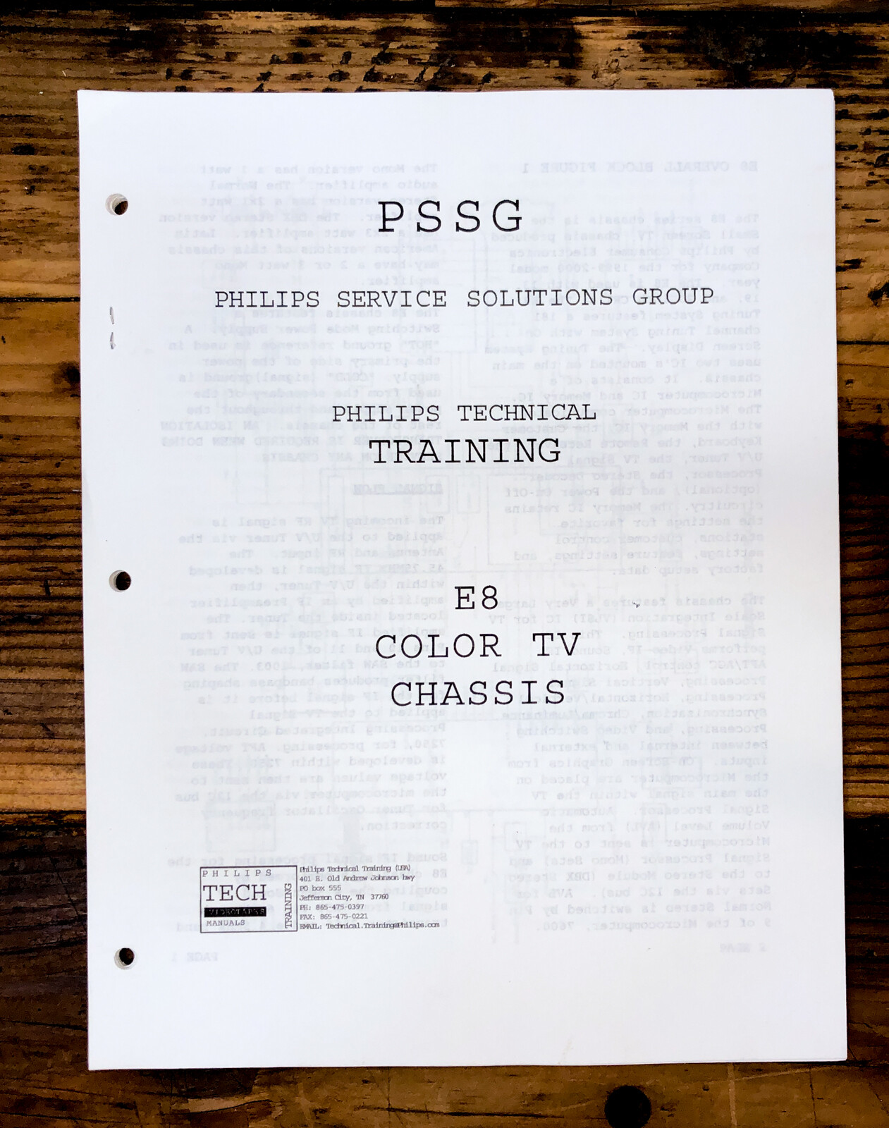 Philips Technical Training E8 Color TV Chassis Manual *Original* | eBay