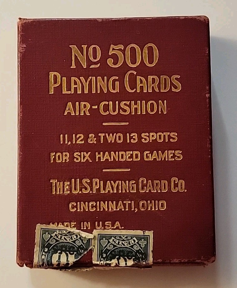 No. 500 Playing Cards 62 cards + 2 Joker Pre WWI w/box red well played ...