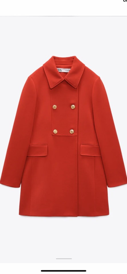 100% Authentic ZARA Red Buttoned Tailored Coat Size: S | eBay