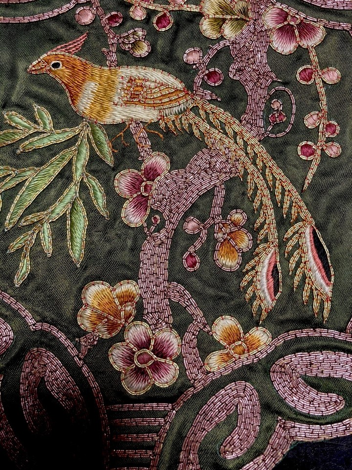 Qing Dynasty Chinese Embroidered Metallic Thread Mat/Doily Vintage ...