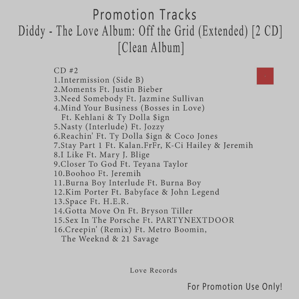 2CD R&B. White CD. Diddy - The Love Album: Off the Grid (Extended ...