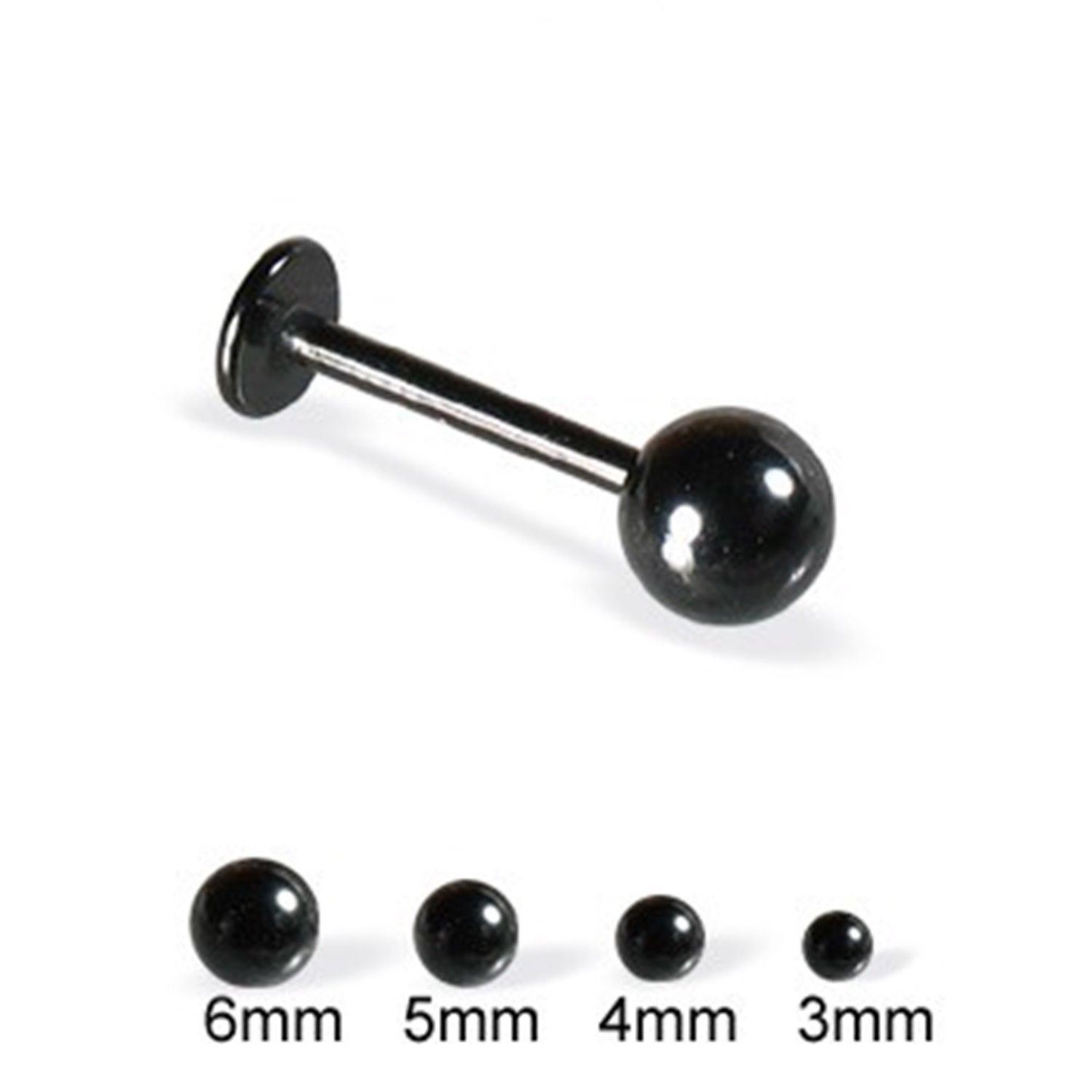 Labret Chin Stud Titanium Black IP 4mm Ball 14 Gauge 3/8" * | eBay