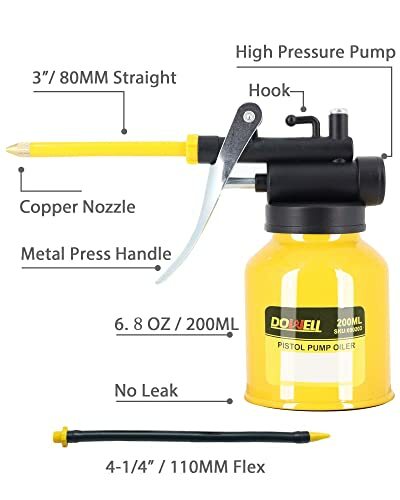 Pistol Pump Oiler Metal Oil Can Lubrication Oil Gun 200ml Can Bottle ...