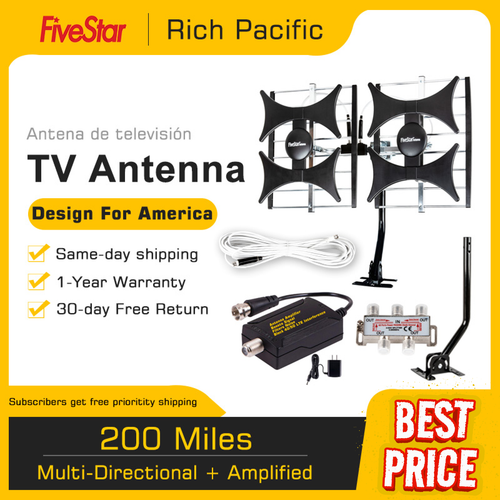 HDTV Antenna Multi-Directional Boost UHF VHF Indoor Outdoor + pole ...