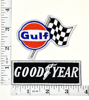 Embroidered 2- Patch Set - Racing - Checkered Flag - Gulf - GoodYear ...