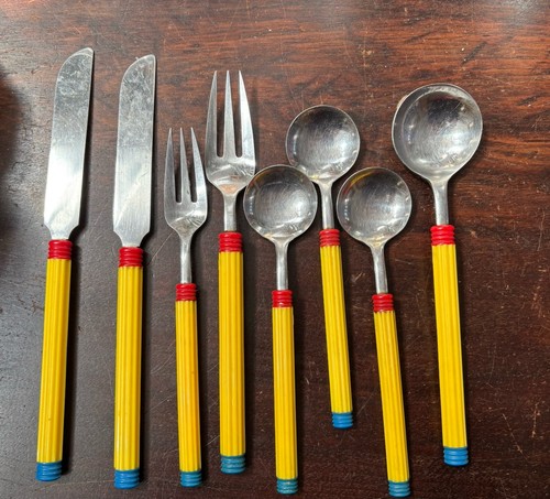 Vintage Japan Stainless Silverware with Yellow Handles 8 Pieces | eBay