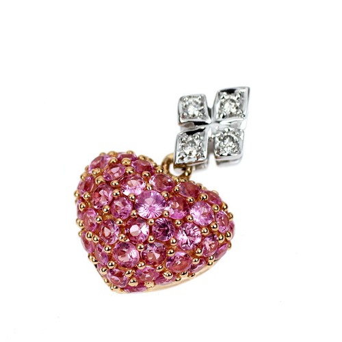 Kasahara Masumi K18WG/PG pink sapphire diamond pendant top 0.60ct d0 ...