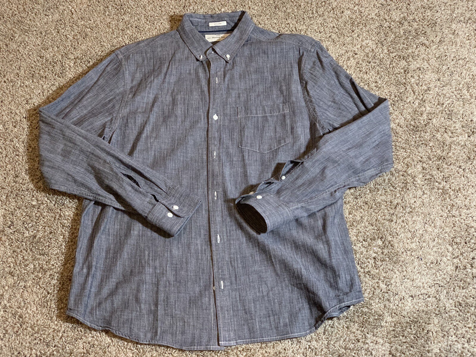 Hawker Rye Shirt Mens Extra Large Gray Casual Stretch Button Down Long ...
