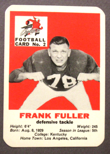 #2 FRANK FULLER 1960 Mayrose Football Card NFL St. Louis Cardinals high ...