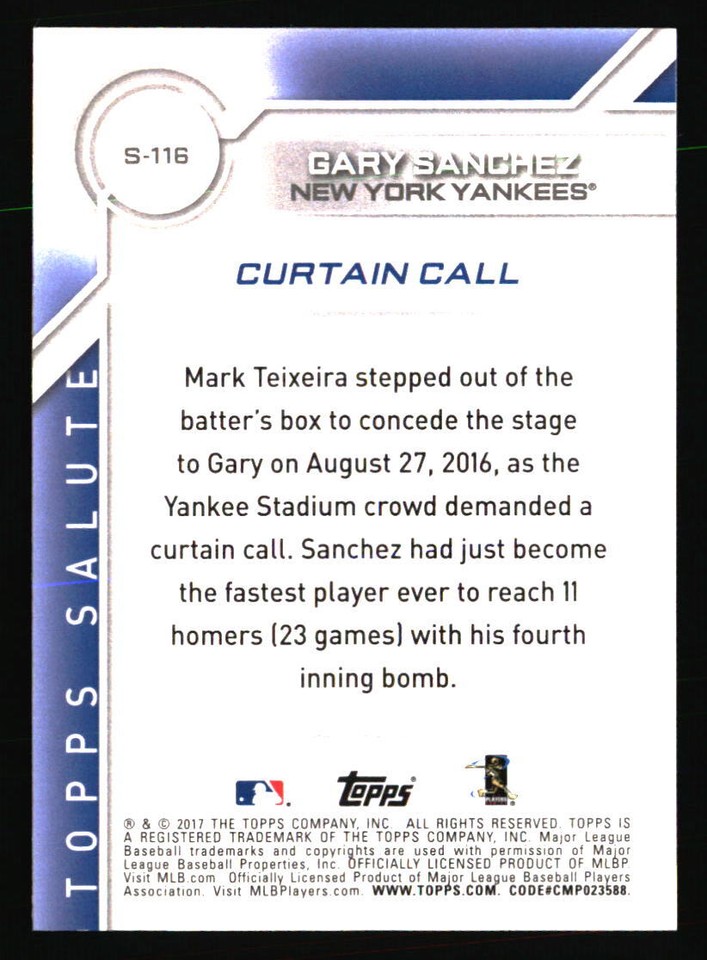Gary Sanchez 2017 Topps #S-116 BASEBALL Card | eBay