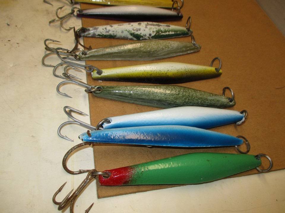VINTAGE IRON JIGS ** SALAS J-POT SURFACE JIGS SET OF 13 JIGS *** RARE ...