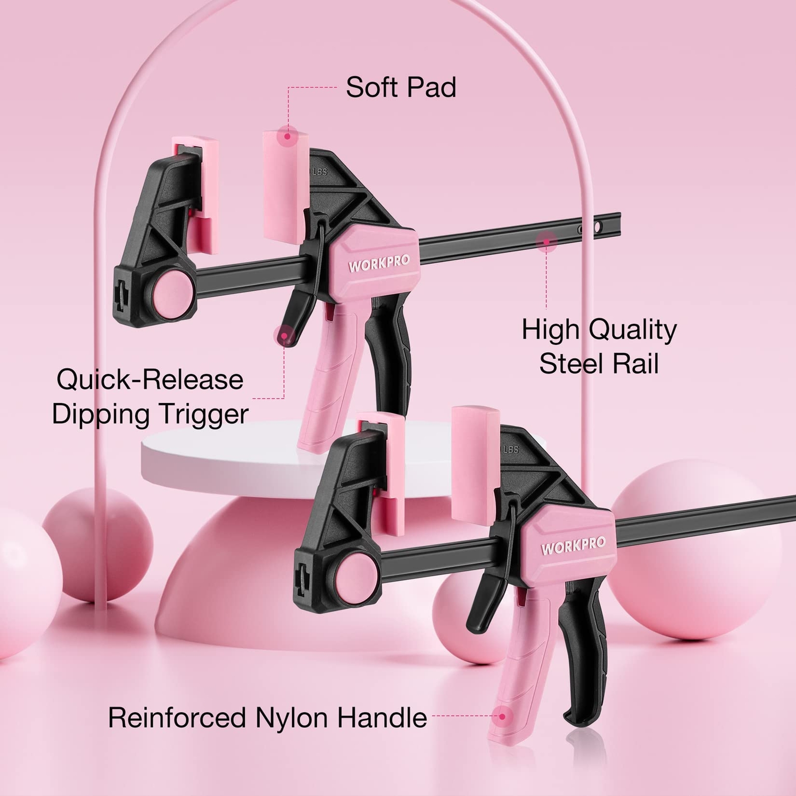WORKPRO 6-Packs 6" 12" Bar Clamp One-Handed Clamp/Spreader Light-Duty ...