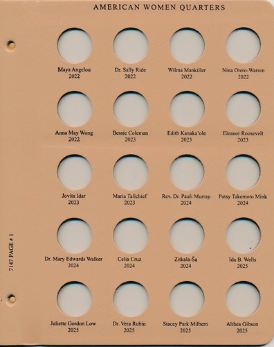 Dansco Coin Album 7147 Page 1 ONLY Titled American Women Quarters 2022 ...