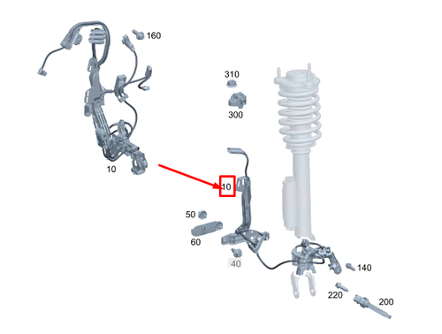 MERCEDES-BENZ C W206 C43 AMG Front LH ABS Wiring Harness A2065407931 ...