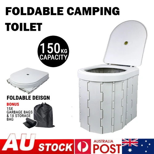 Foldable Camping Toilet W/ Lid Portable Commode Potty Bucket Seat ...