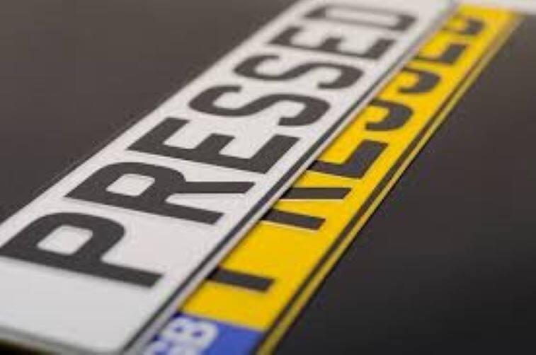 Metal Pressed Number Plates REFLECTIVE x2 Aluminium Embossed Plates car ...