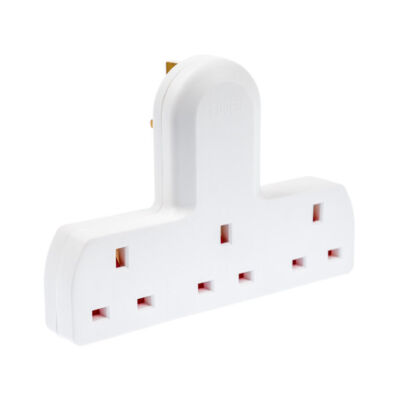 3 Way Triple Gang UK 3 Pin Multi Socket Plug Extension Mains Adaptor ...
