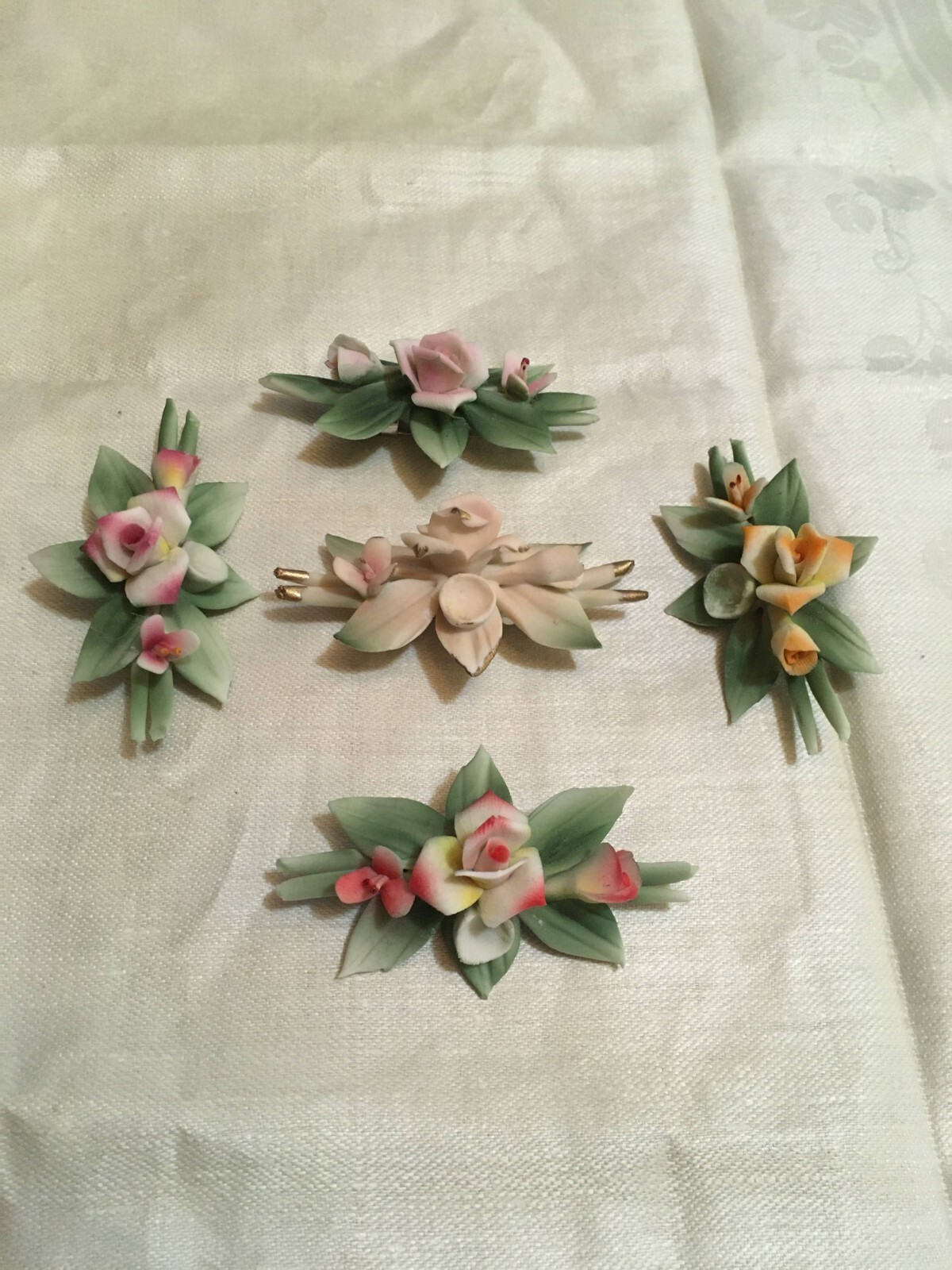 Clay Ceramic Flower Brooch Pin set of 5 | eBay