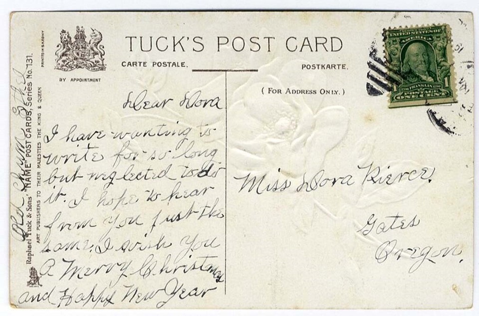 DORA Name Tuck Postcard c 1910 Pink Rose Greeting | eBay