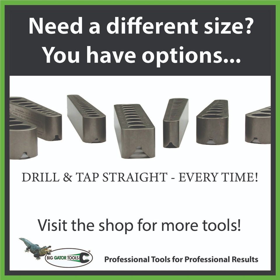 Drill guide - Helps drill gun parts, barrels, pistols, sites, slings ...