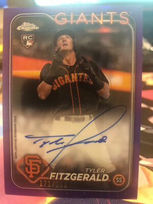 2024 Topps Chrome Tyler Fitzgerald Purple Refractor Auto RC /250 Giants ...
