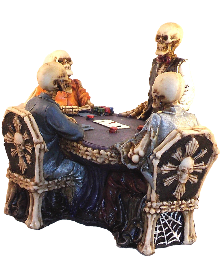 Skeletons at Poker Table Skull Figurine Statue Skeleton Halloween | eBay