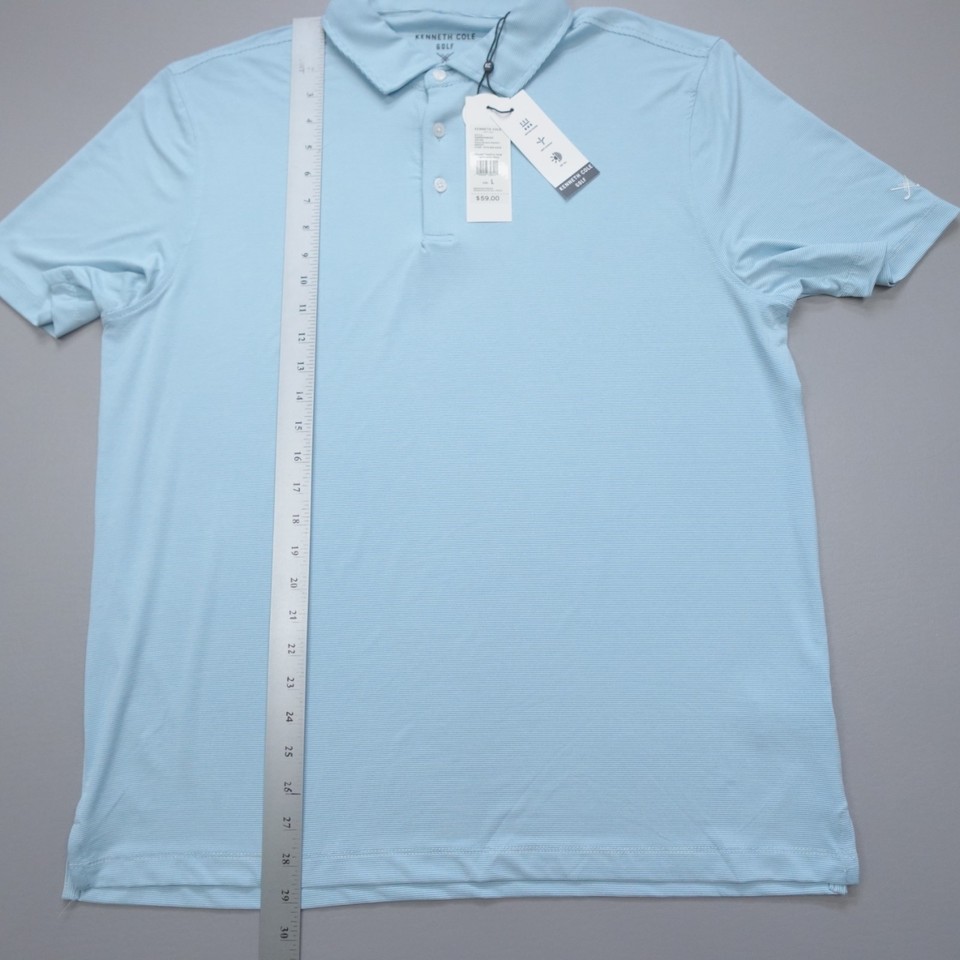 Kenneth Cole Golf Polo Shirt Micro Striped Ocean Breeze Wicking UPF 50 ...