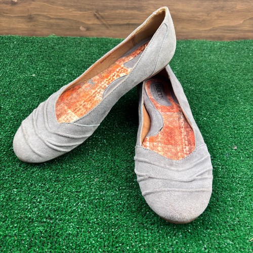 Born Ballet Flat Women's 9M Gray Upper Leather Memory Foam Round Toe ...