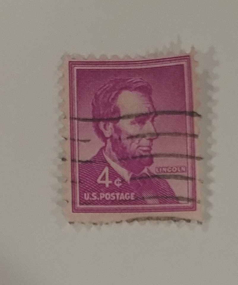 Vintage Purple Abraham Lincoln 4 Cent Stamp Scott #1036 Authentic U.S ...