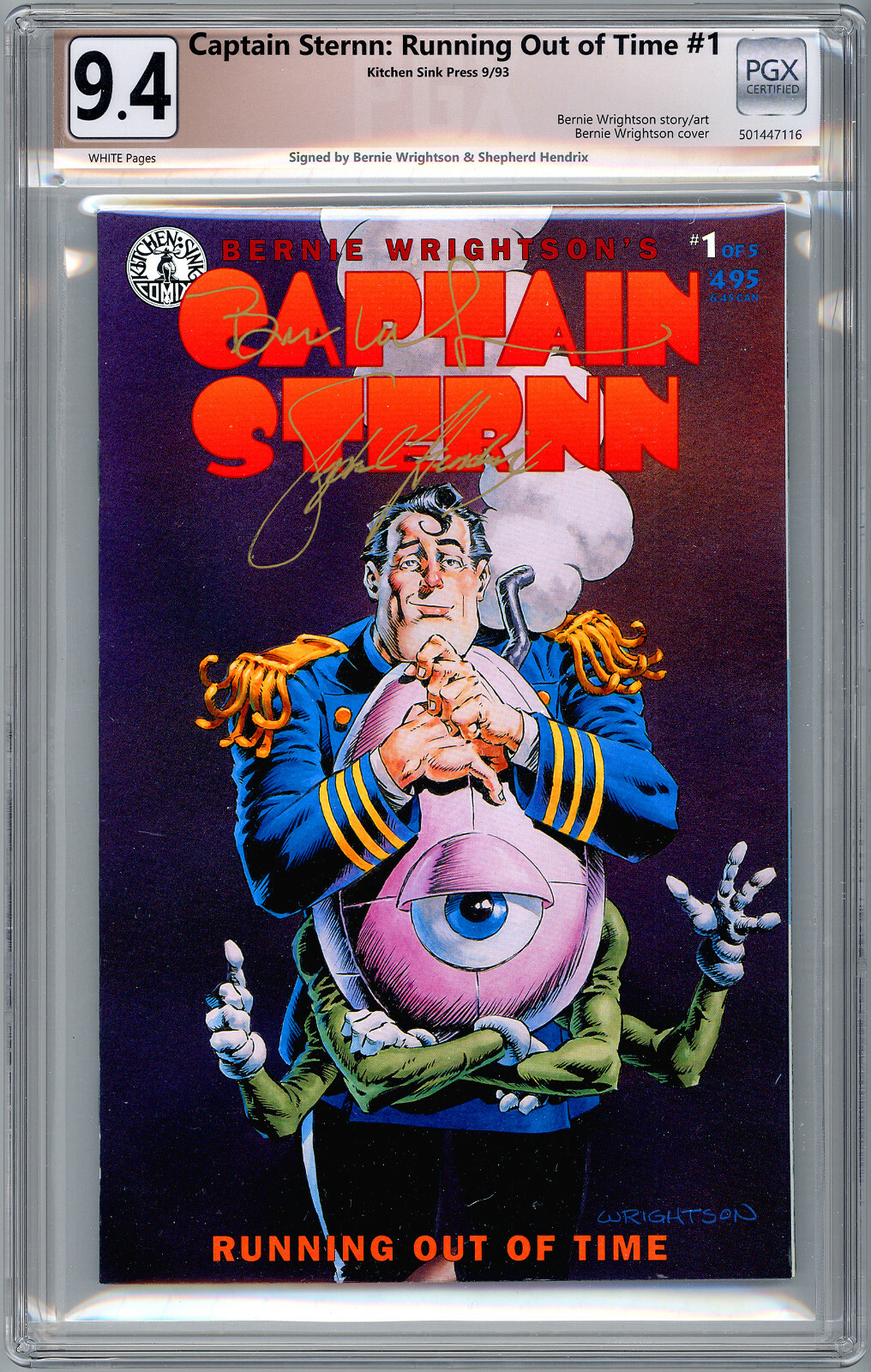 CAPTAIN STERNN #1 PGX-SS 9.4 SIGNED HENDRIX & BERNIE WRIGHTSON STORY ...