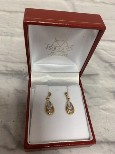 9ct Gold Tri-Colour Rose/Yellow/White Triple Loop Tear-drop shaped ...