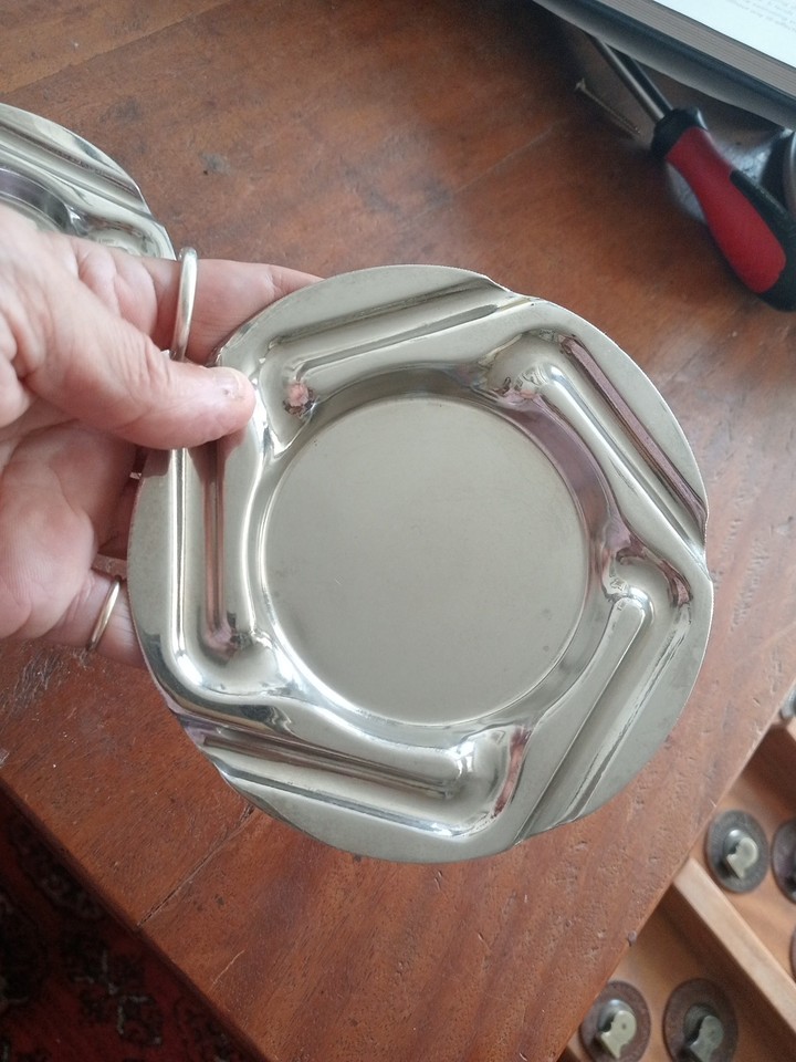 Very Rare Pair Of Vintage Old Hall Stainless Steel Stacking Ashtrays ...