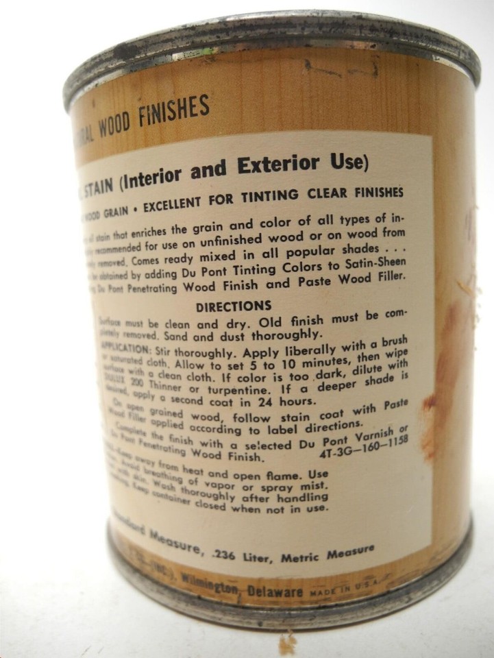DUPONT Satin Sheen Mahogany Oil Stain Vintage One-Half Pint Tin Can ...